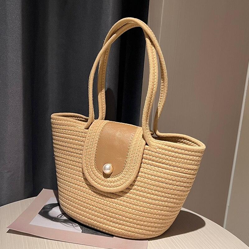 Kaufe Casual Cotton Rope Woven Shoulder Bags For Women Large Capacity ...