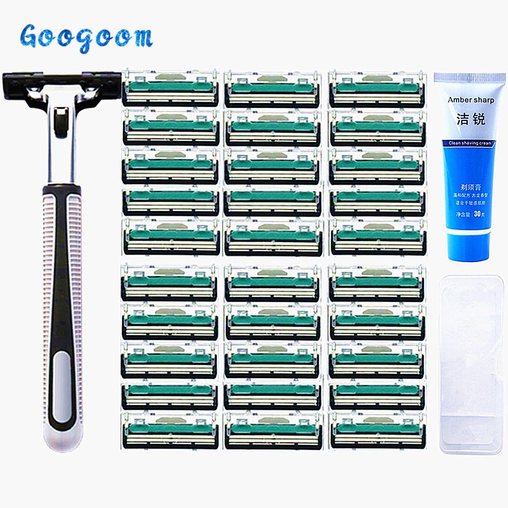 Buy 38Pcs/set Razor Blade Tool For Men Cassette Manual Knife Holder ...