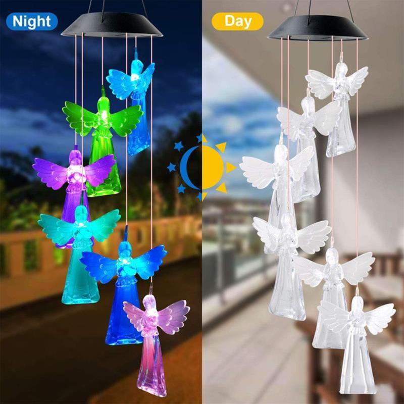 Buy Solar Angel Wind Chime Light Elegant Wall Hanging Decor Ornament ...