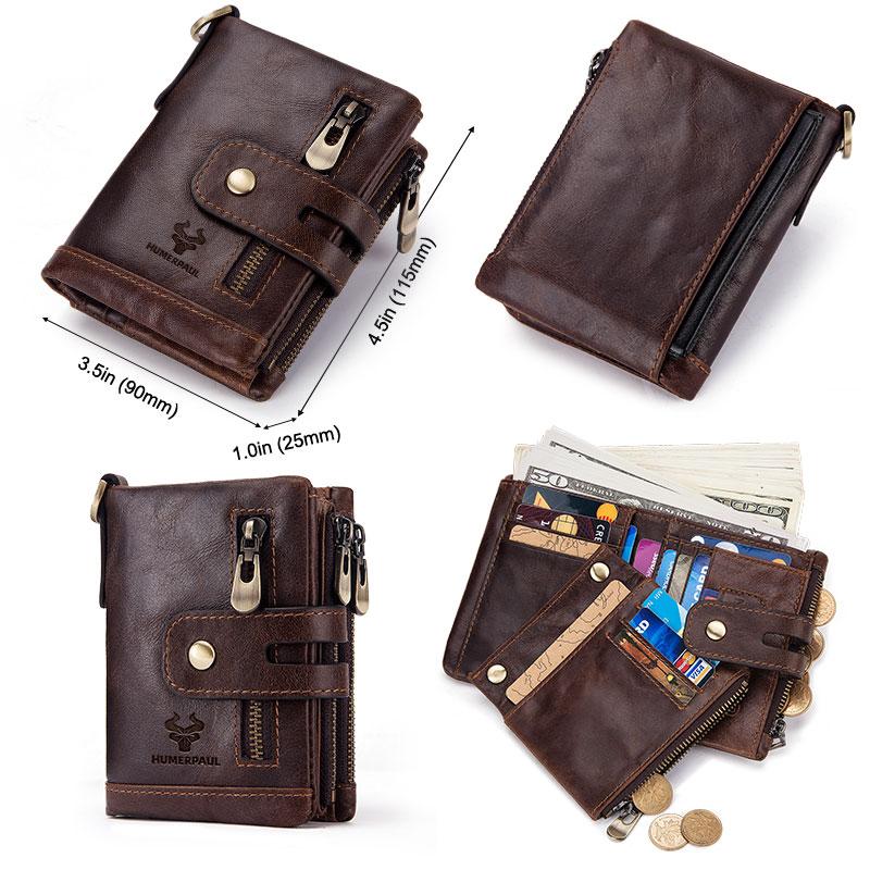 Buy HUMERPAUL Genuine Leather RFID Blocking Men Wallet Coin Purse Card ...