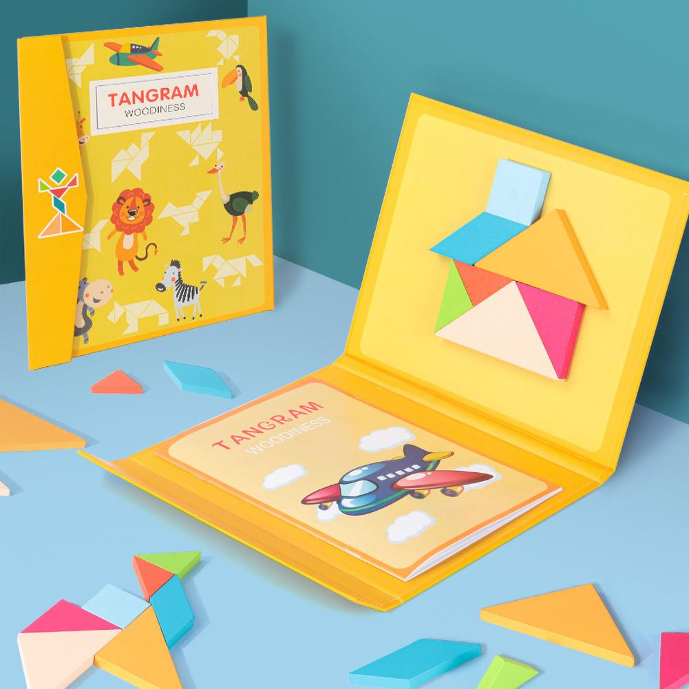 Cheap Kids Toys Magnetic Geometric Building Tangram Jigsaw Blocks Early ...