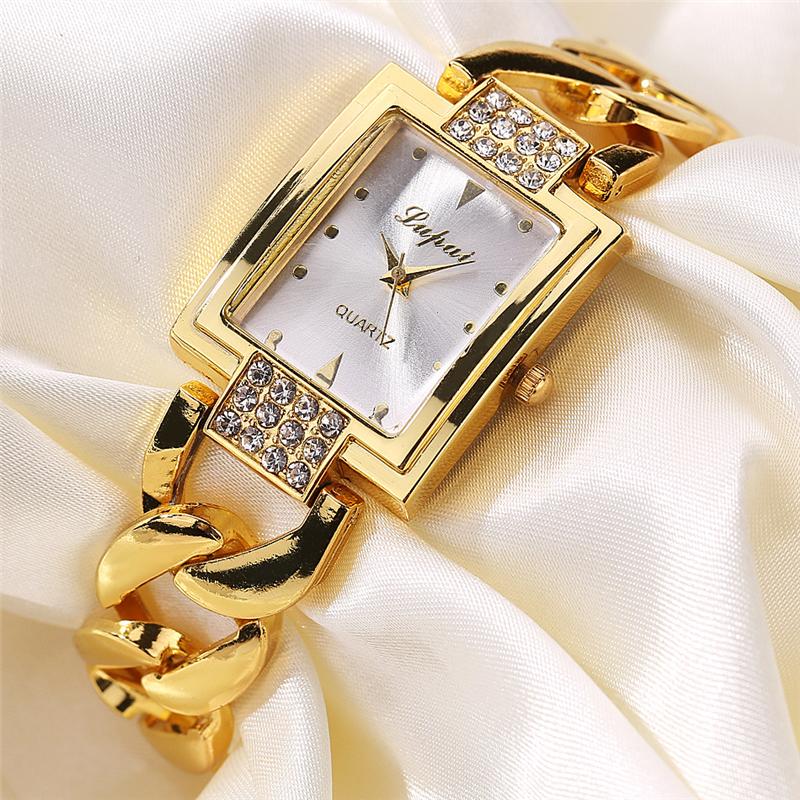 Buy Fashion Women Gold Color Watch Square Dial Classic Casual Watch ...