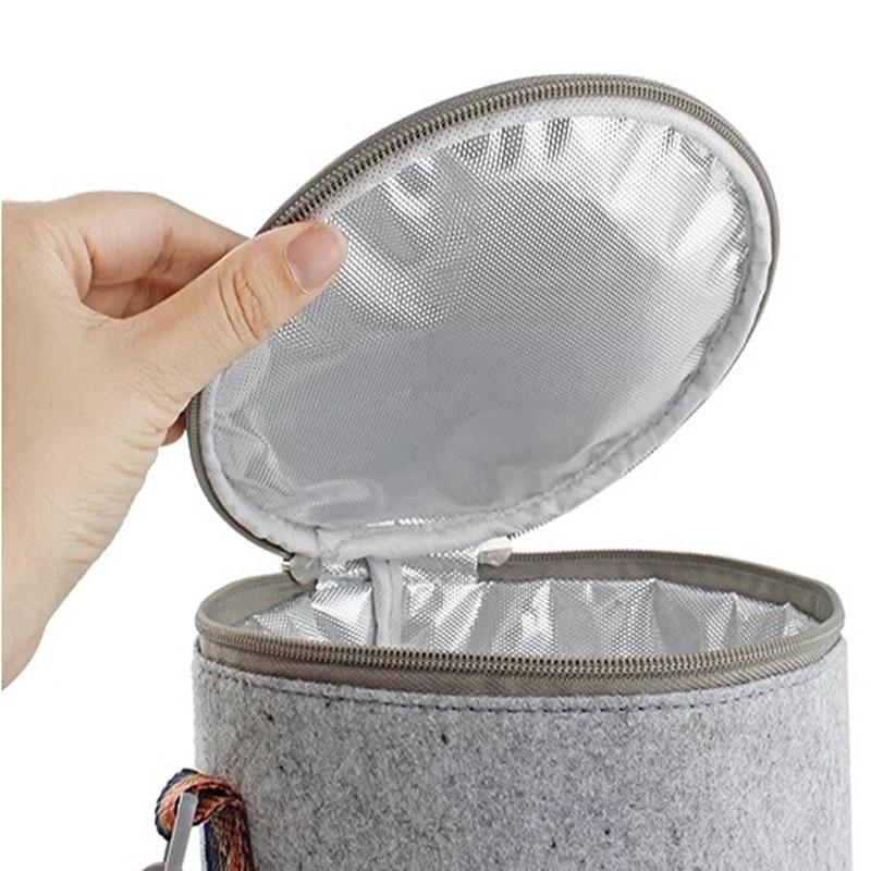 Round Bag Portable Zipper Heat Preservation Box Lunch Bags Simple ...