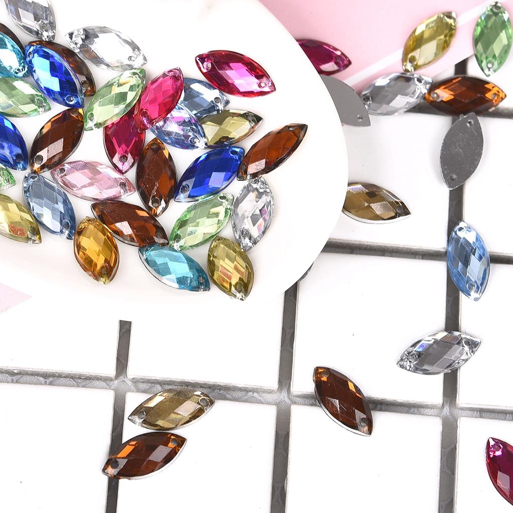 Buy 100pcs Double Hole Sewing Flat Back Beads Acrylic Rhinestones Beads ...