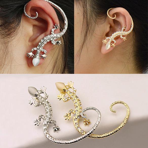Buy Retro Punk Earring Lizard Stylish Alloy Gecko Wrap Stud Jewelry at ...
