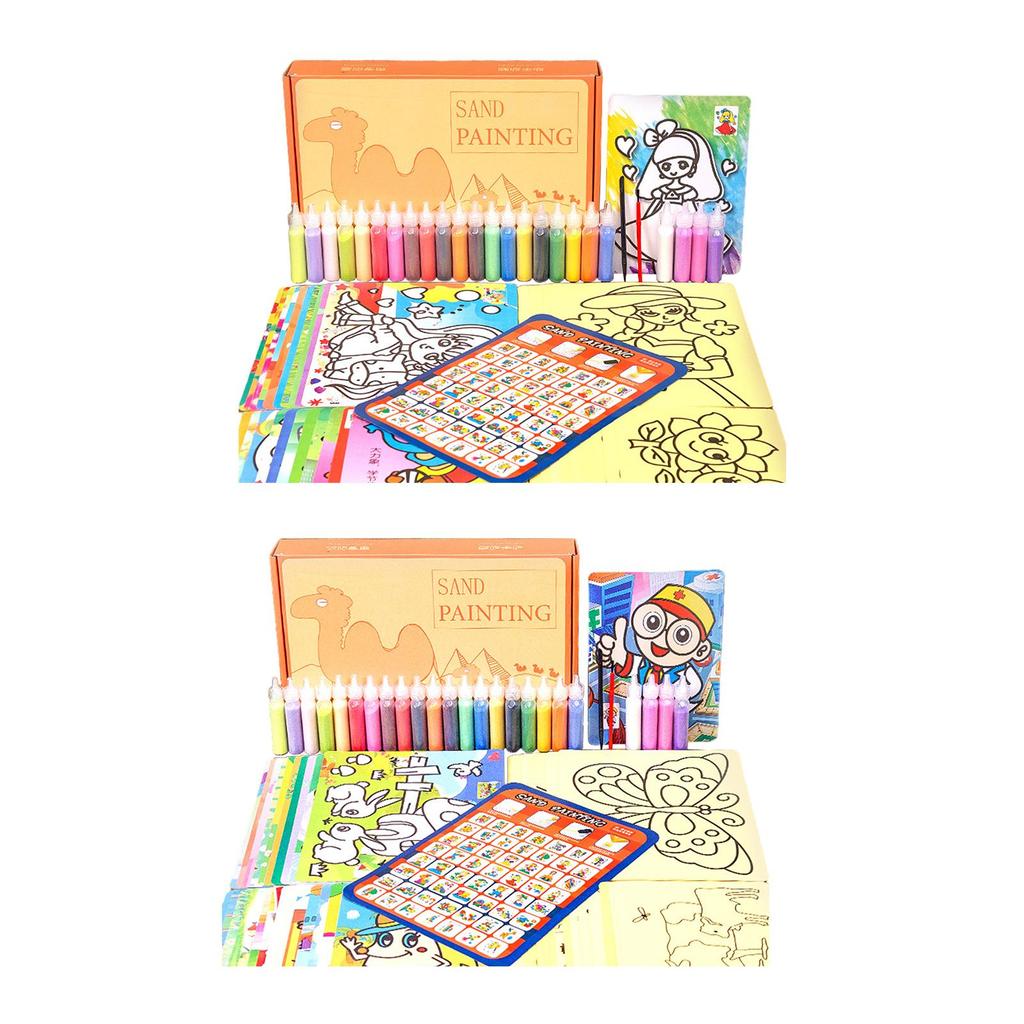 Sand Art Kit Colored Sand Toys Sand Painting Cards Set for Kids uygun ...