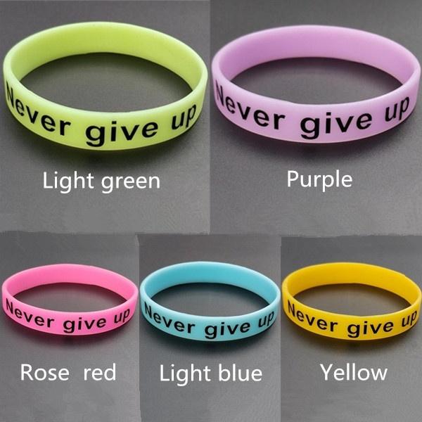 Cheap 5pcs Never Give Up Luminous Rubber Bracelet Men Women Friendship ...