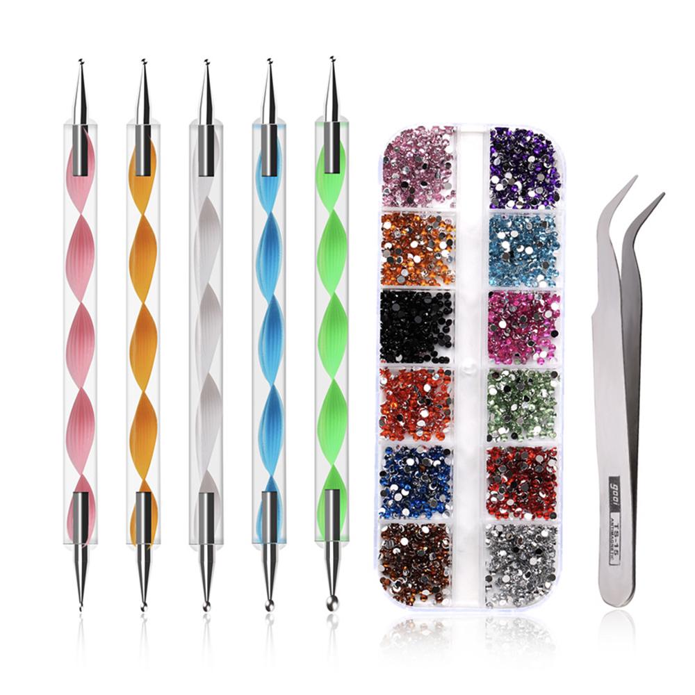 Buy Nail Art Design Kit 12 Colors Crystals Nail Art Rhinestones with ...