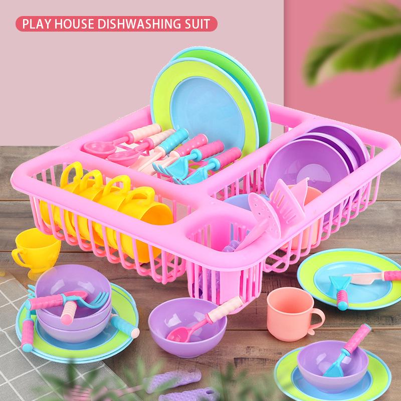 Buy 21PCS Kids Pretend Play Dishes Kitchen Playset Wash and Dry ...