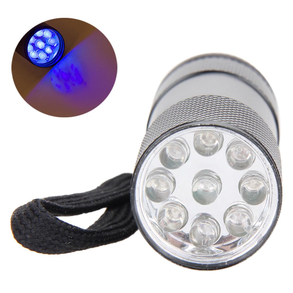 Buy 9 LED Mini Aluminum UV Ultra Violet Flashlight Blacklight Torch ...