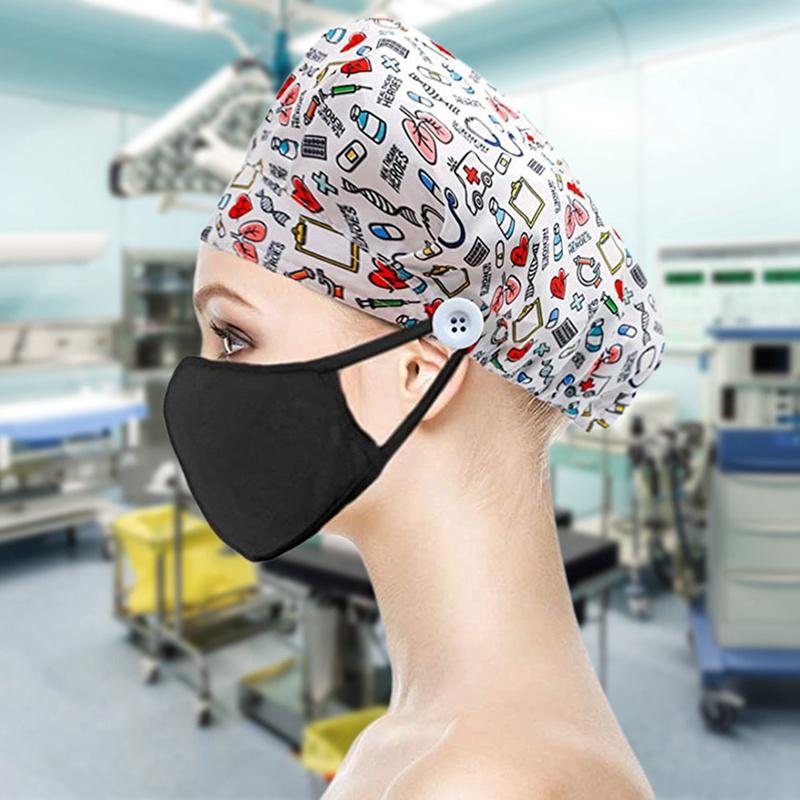 Unisex Cotton ECG Printing Dustproof Surgical Cap Doctor And Nurse ...