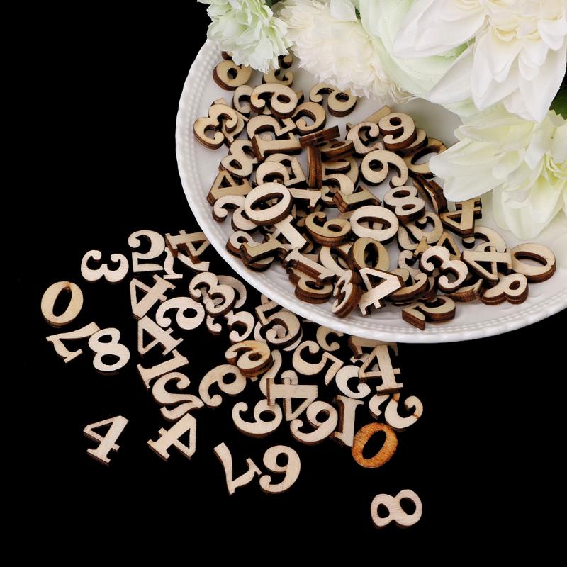 100Pcs Wooden 0-9 Numbers Embellishments 15mm Scrapbooking Card Making ...
