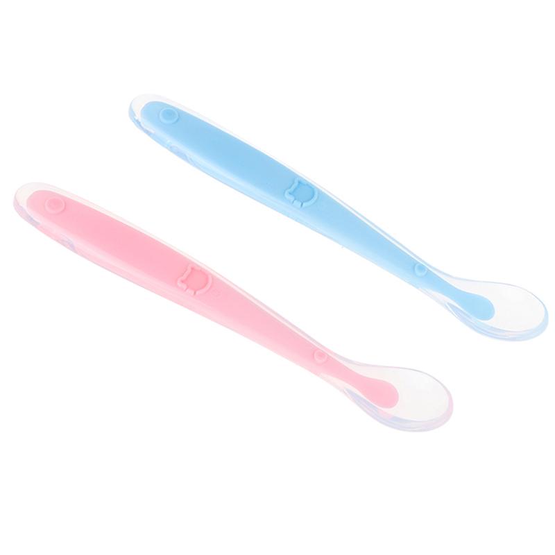 Buy 2Pcs+Box Baby Spoon Baby Safety Temperature Sensing Thermal Feeding ...