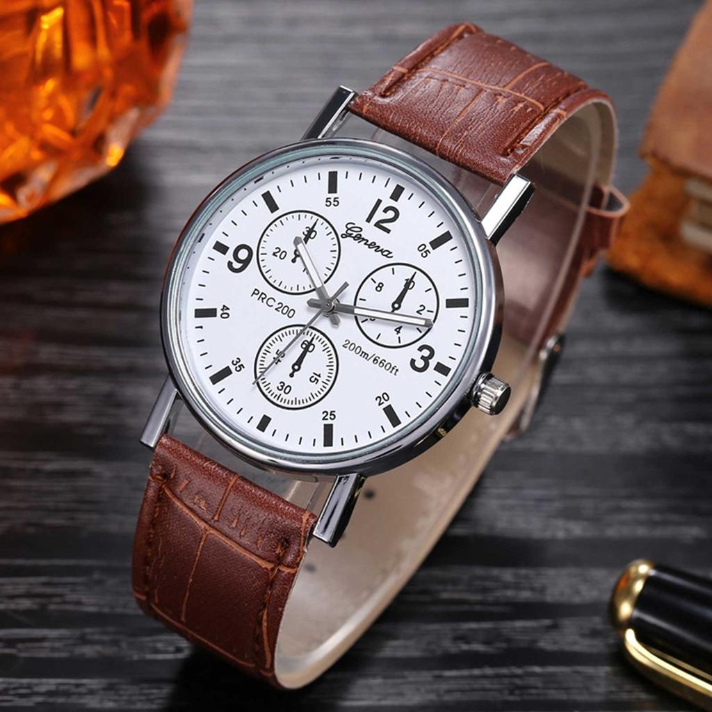 Buy Three Eye Watches Quartz Men's Watch Blue Glass Belt Watch Men at ...