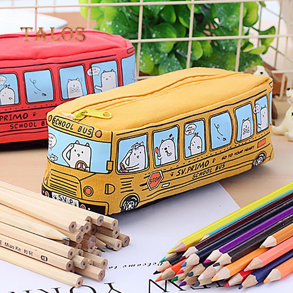 Buy Fashion Students School Bus Pencil Case Office Stationery Bag ...