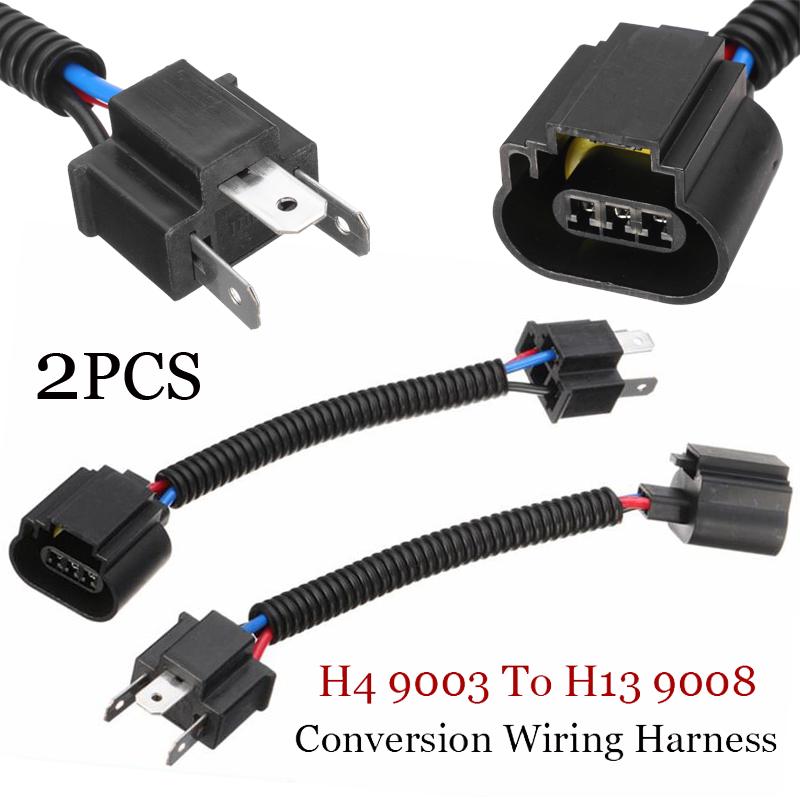 Buy 2PCS H4/9003 To H13/9008 Headlight Conversion Harness Plug For Ford ...