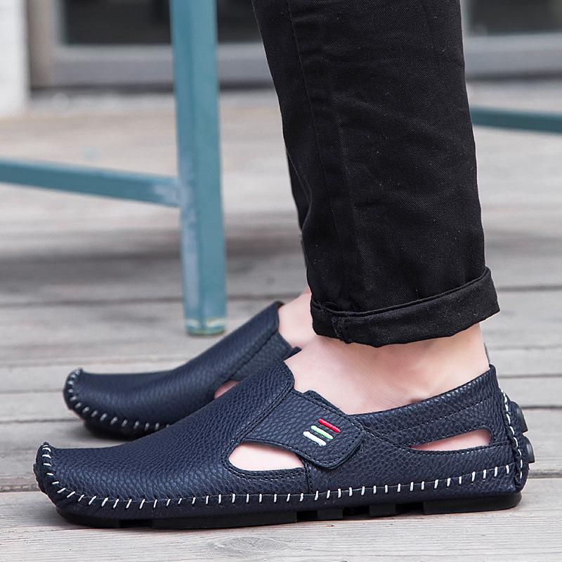 Buy Men's Genuine Leather Lazy Loafers Summer Hollow Doug Shoes Casual ...