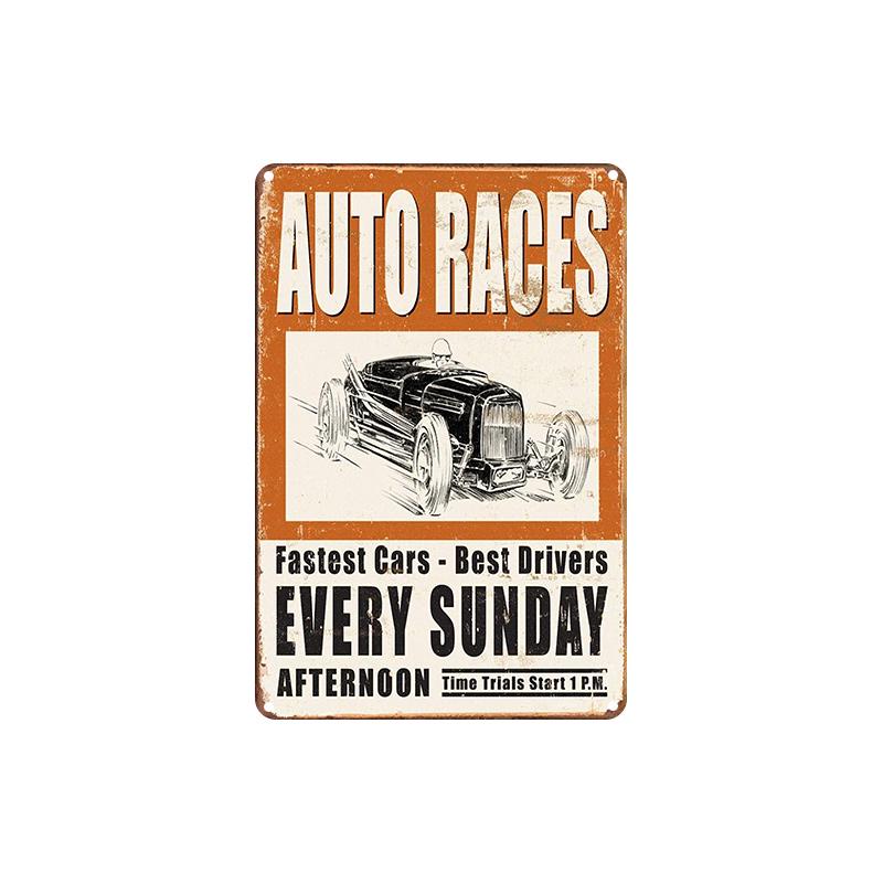 Buy Auto Races Classic Car Sign Garage Tin Sign Art Plate Poster Bar ...