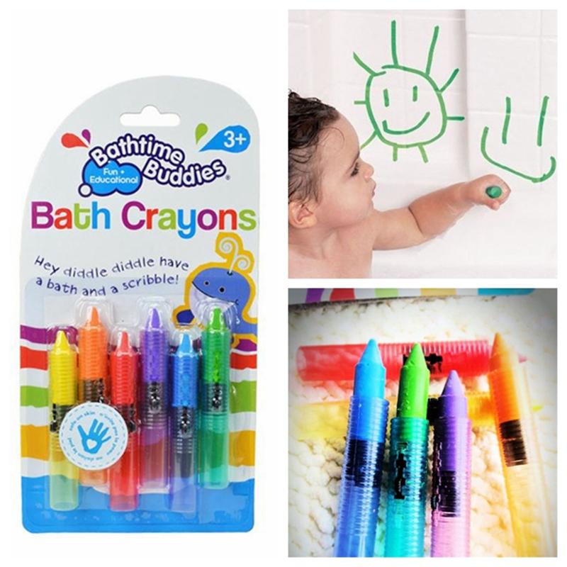 Buy 6Pcs Baby Kids Children Bathtime Erasable Safety Level Bath Crayon ...