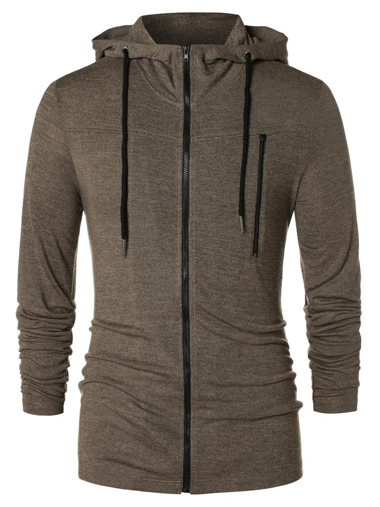 Buy Long Sleeve Zipper Drawstring Hoodie at affordable prices — free ...