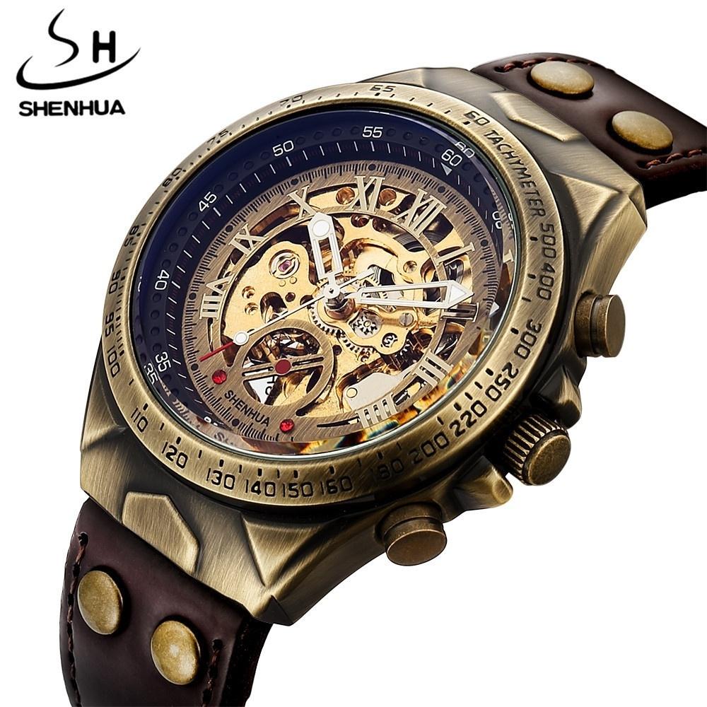SHENHUA Brand Luxury Business Copper Color Watch Gentleman Wrist Watch ...