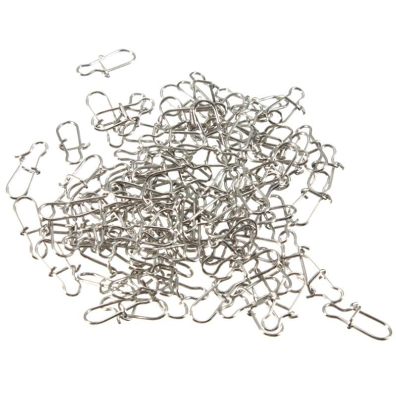 Buy 100 PCS Fishing Barrel Swivel Safety Snaps Hooks Mixed Size Fishin ...