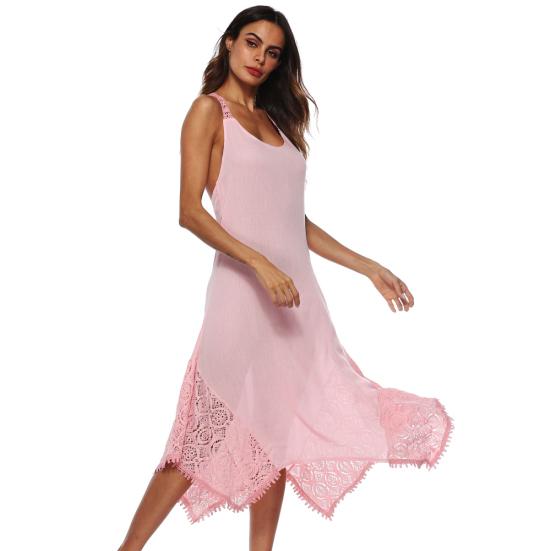 Cheap Weifengyue Women Sleeveless Backless Lacing Irregular Lace Hem ...