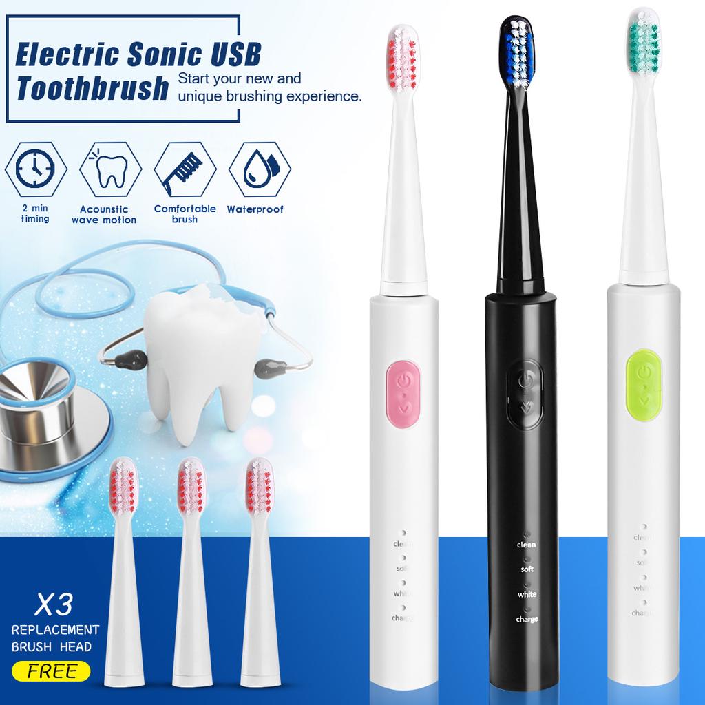 220V 3 Mode Waterproof Sonic Wave Electric Toothbrush Teeth Cleaning ...