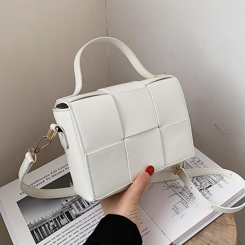 Cheap Weave Small Pu Leather Flap Crossbody Bags With Short Handles For ...