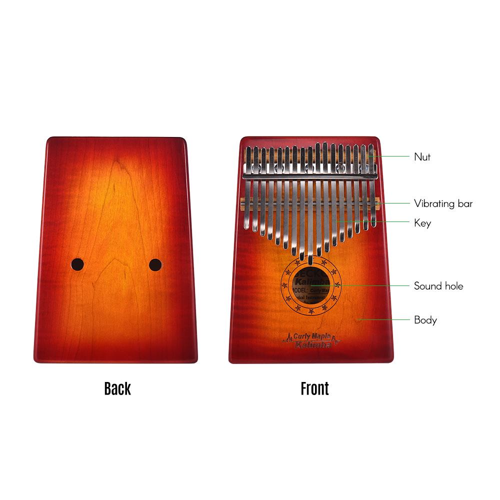 Buy GECKO MC-S Kalimba 17-key Curly Thumb Piano Mbira Maple Solid Wood ...