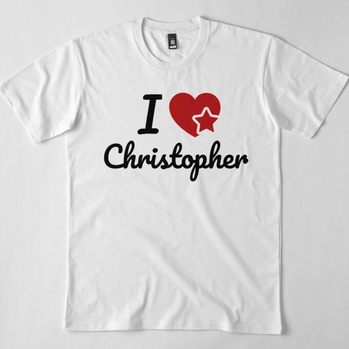 Buy Men Premium Cotton T-Shirt I Love Christopher I Heart Christopher ...