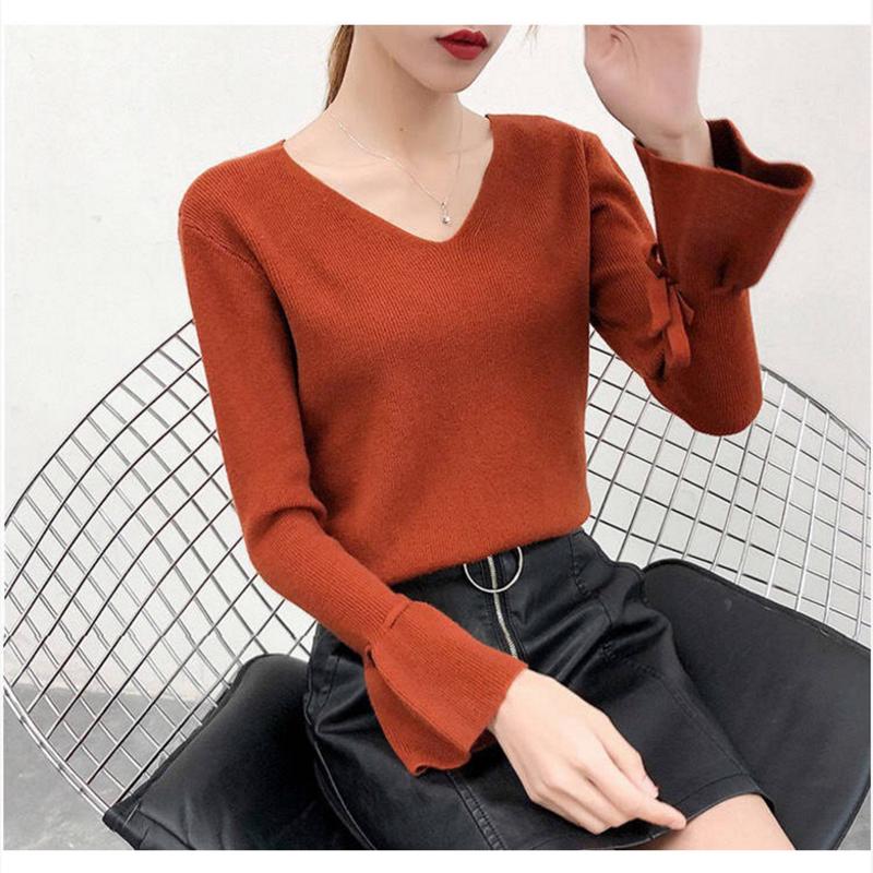 Buy Flare Sleeve Sweaters and Pullovers Autumn Winter Knitted Sweater ...