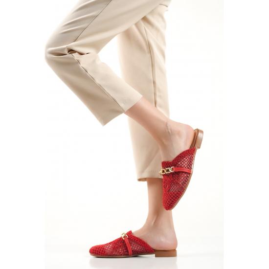 Satın alın Womens Straw Knitting Chain Accessory Closed Front Slippers ...