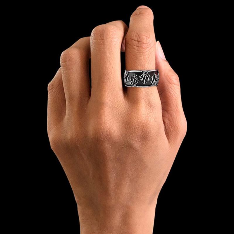 Koop Black Mushroom Shaped Rings Creative Vintage Plant Finger Rings ...