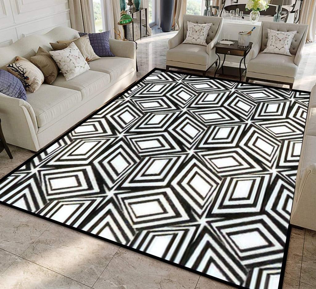 Buy Geometric Triangular Pattern Black White Triangle Background Rugs ...
