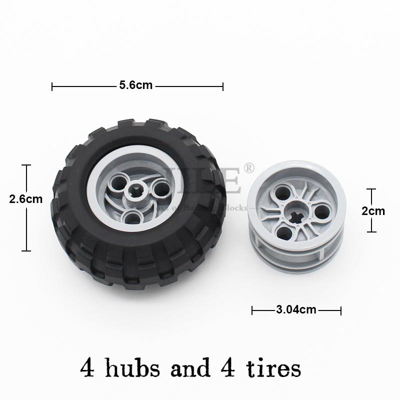 MOC Technical Tire Wheel Hub Bricks Car 56145 15413 44309 61481 55976 ...
