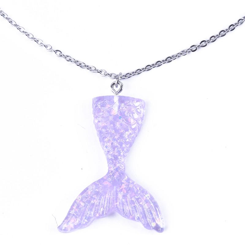 Buy Fairy Tale Necklace Mermaid Fish Tail Shape Pendant Chain Necklace ...