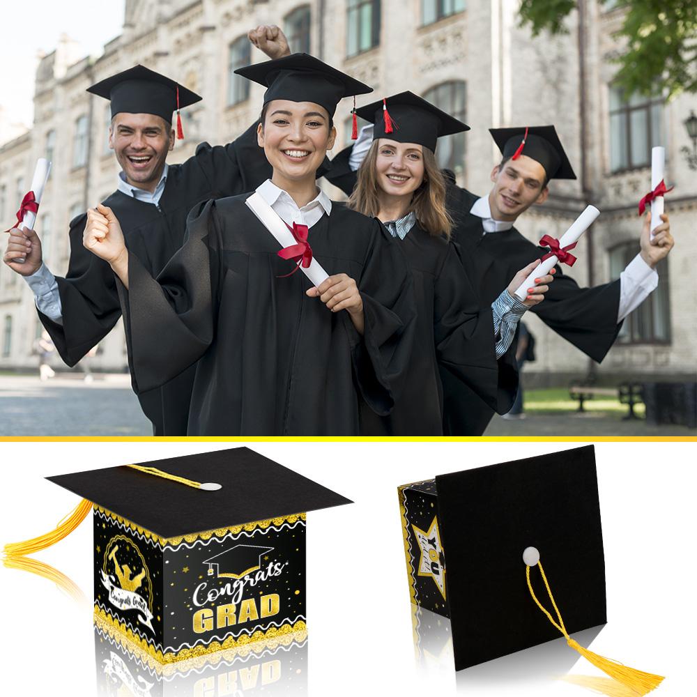 Buy OurWarm Graduation Party Favors 24pcs Gold Glitter Grad Cap Candy ...