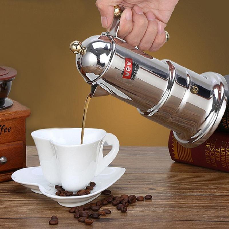 Buy Stainless Steel Coffee Pot Moka Coffee Maker Teapot Mocha Stovetop ...