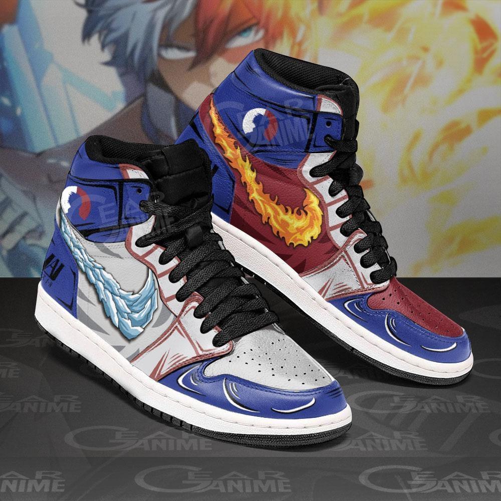 Sneakers Shoto Todoroki JD1s Ice And Fire Custom AirJ1 Shoes uygun ...
