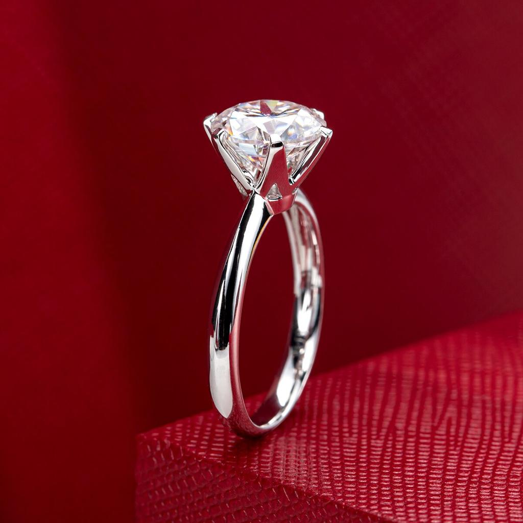 Buy 14K Solid Gold 3 Carat D Color Moissanite Diamond Engagement Rings ...