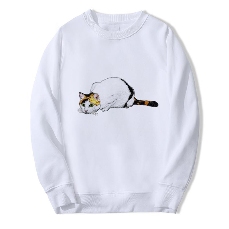 Buy Sweater Harajuku Crew Neck Sweatshirt Calico Cat Print Fashion ...
