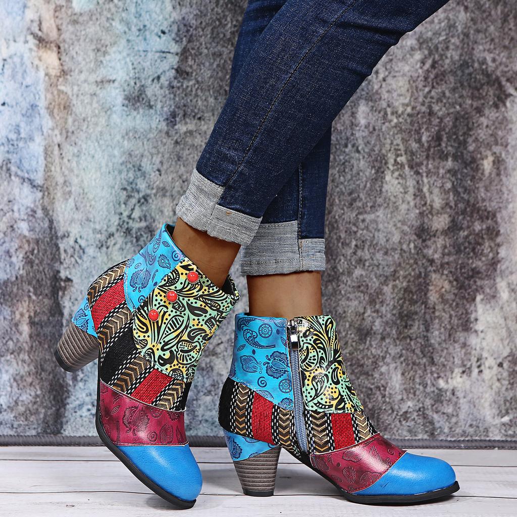 Sagit Boots Chaussures pour femmes Bottes courtes imprimées d'épissage ...