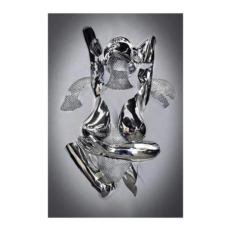 Buy Romantic Abstract Metal Figure Statue Wall Art Canvas Painting ...