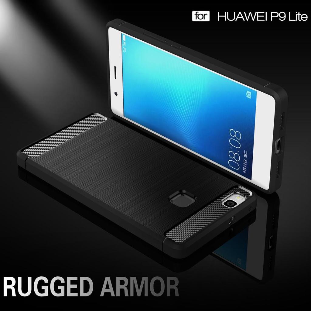 Buy For Huawei P9 Lite Brushed Texture Fiber TPU Rugged Armor ...
