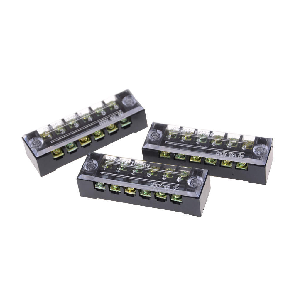 Buy 3Pcs TB-1506 6 Positions Dual Rows Covered Screw Terminal Block ...
