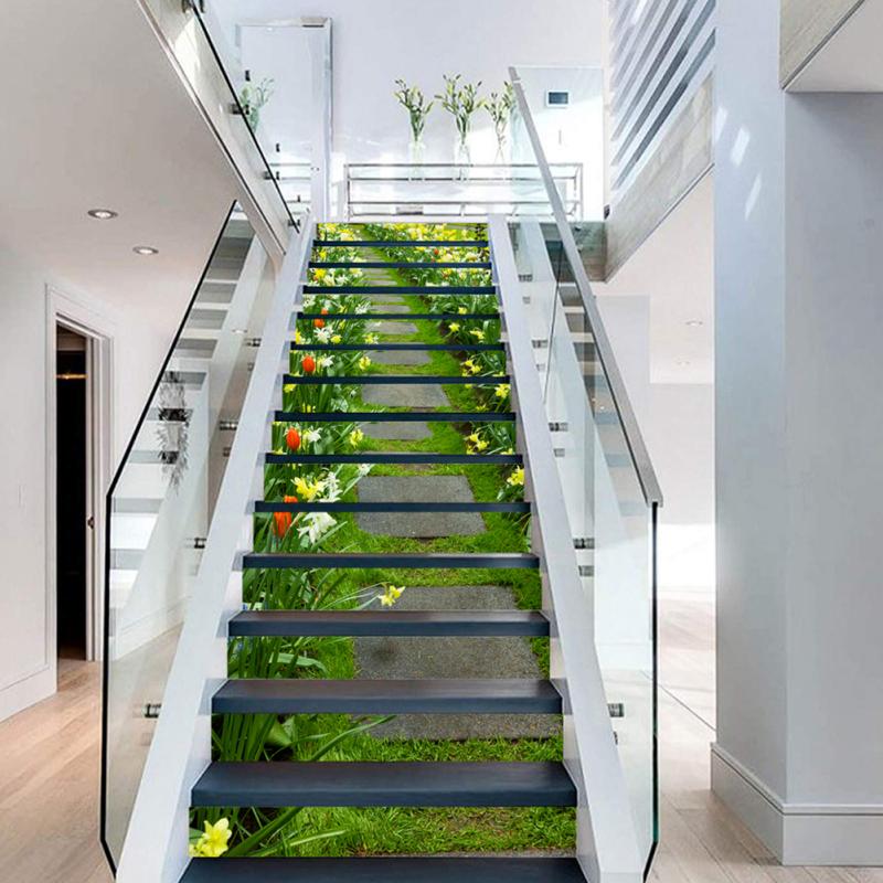 Buy 13Pcs Staircase Stair Riser Floor Sticker Self Adhesive DIY Flower ...