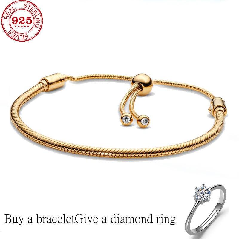 Cheap FIT Original 100% 925 Pure Silver Crystal Love Flat Charm Bracelet, Designed for Women To ...