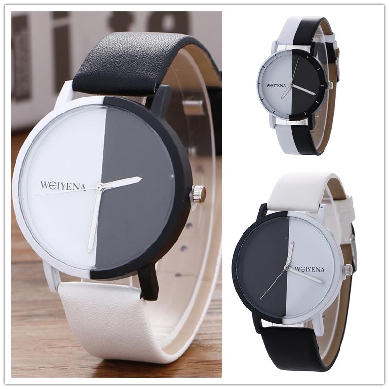 Buy Neutral Black And White Pattern Fashion Leather Quartz Wrist Watch ...