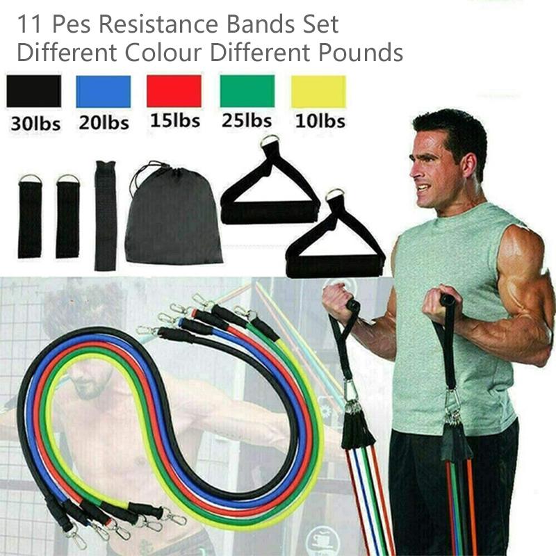 Buy 11pcs Fitness Resistance Bands Natural Rubber Tube Tensioner Sports ...